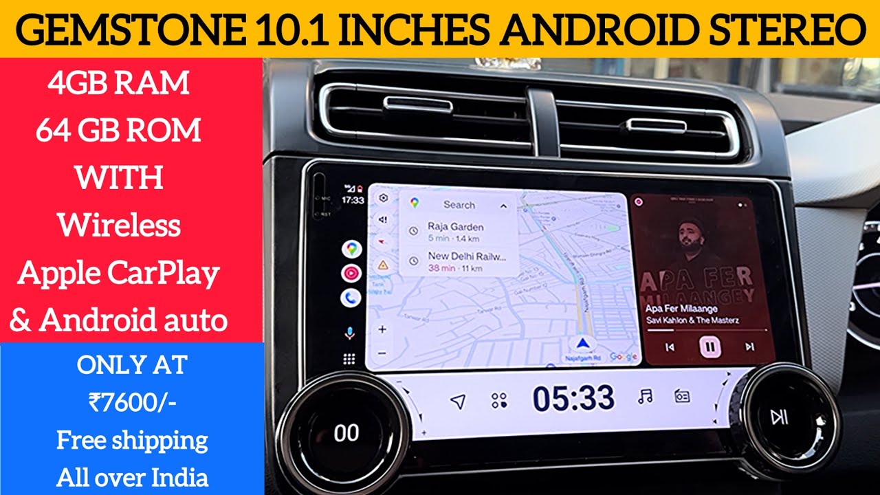 Gemstone 2 Knob 10.1 Inches Android Stereo With Wireless CarPlay And ...